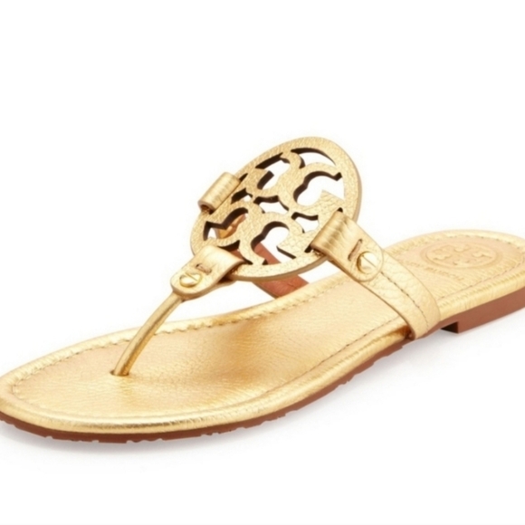 Tory Burch | Shoes | Tory Burch Miller Metallic Gold Pebbled Leather ...